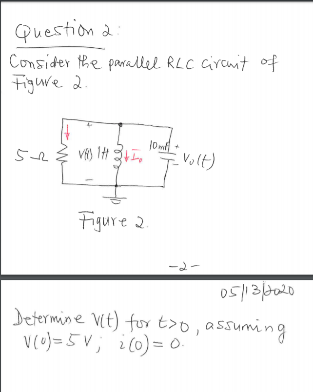 Solved Question 2: Consider the parallel RLC circuit Figure | Chegg.com