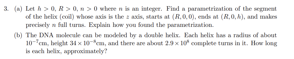 Solved (a) ﻿Let h>0,R>0,n>0 ﻿where n ﻿is an integer. Find a | Chegg.com