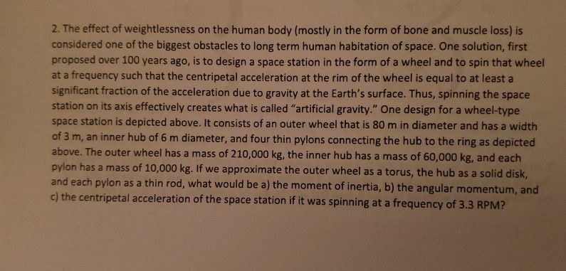 Solved 2. The effect of weightlessness on the human body | Chegg.com