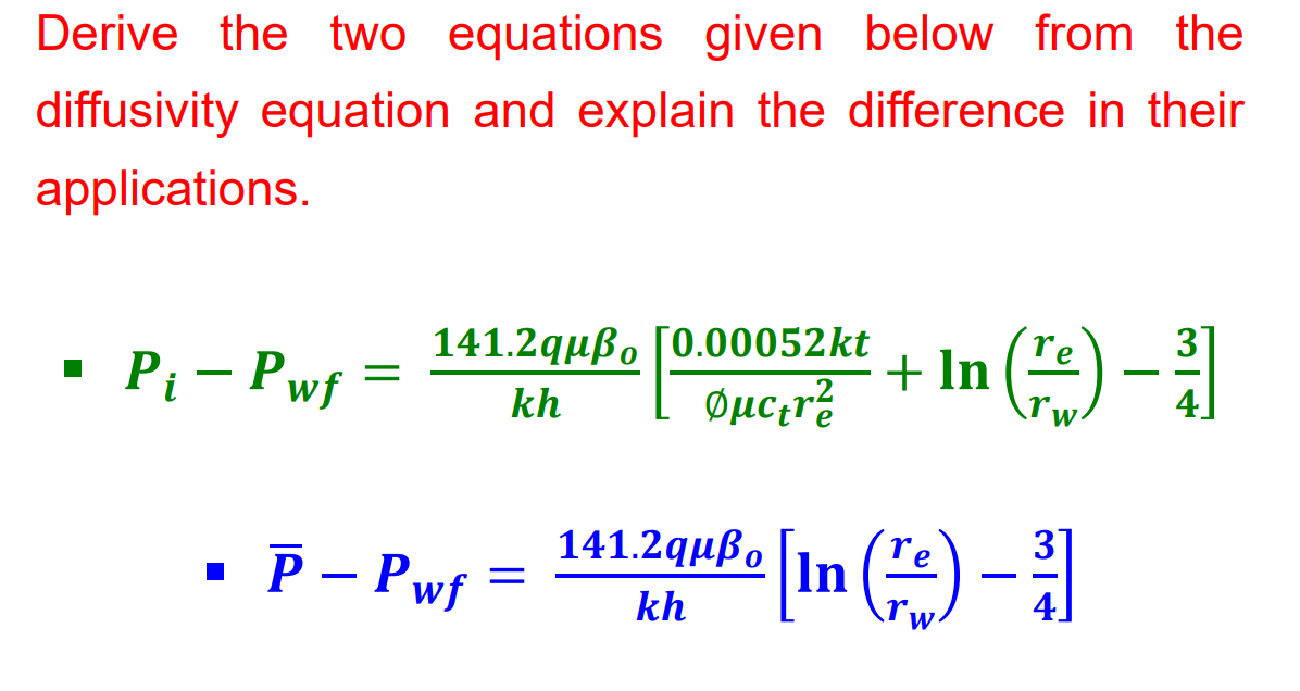 Solved Derive The Two Equations Given Below From The