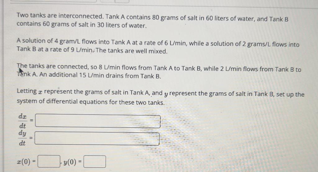 Solved Two tanks are interconnected. Tank A contains 80 | Chegg.com
