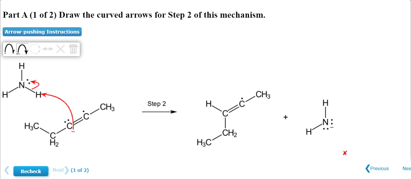 Solved Part A (1 of 2) Draw the curved arrows for Step 2 of | Chegg.com