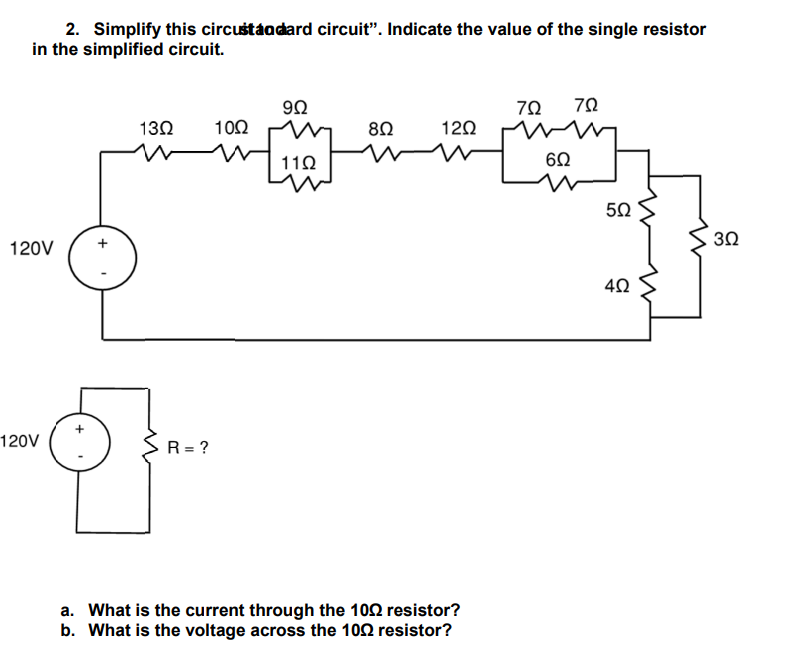 Solved Simplify this circustandard circuit". Indicate the | Chegg.com