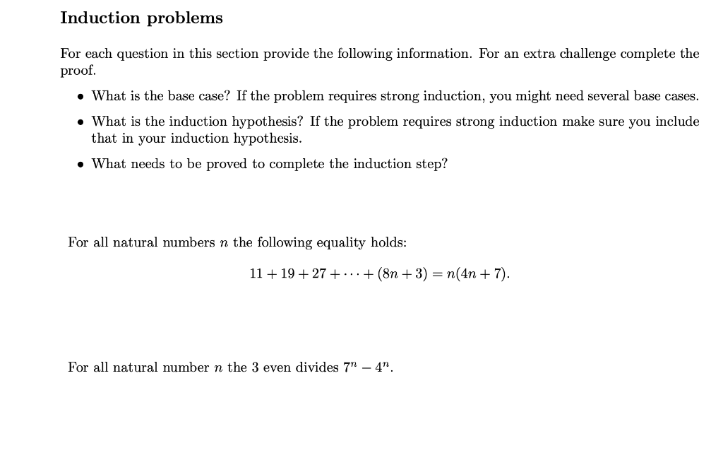 Solved Induction problems For each question in this section | Chegg.com