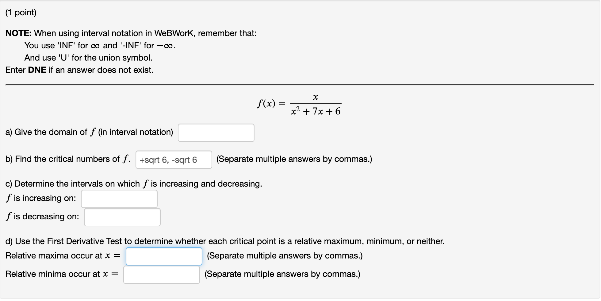 Solved 1 Point Note When Using Interval Notation In 