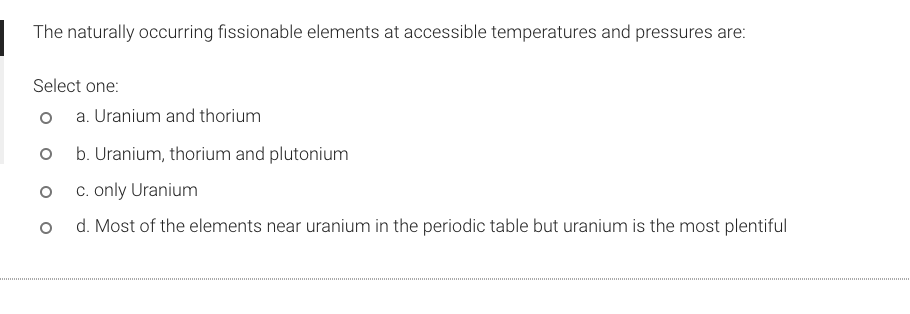 Solved The naturally occurring fissionable elements at | Chegg.com