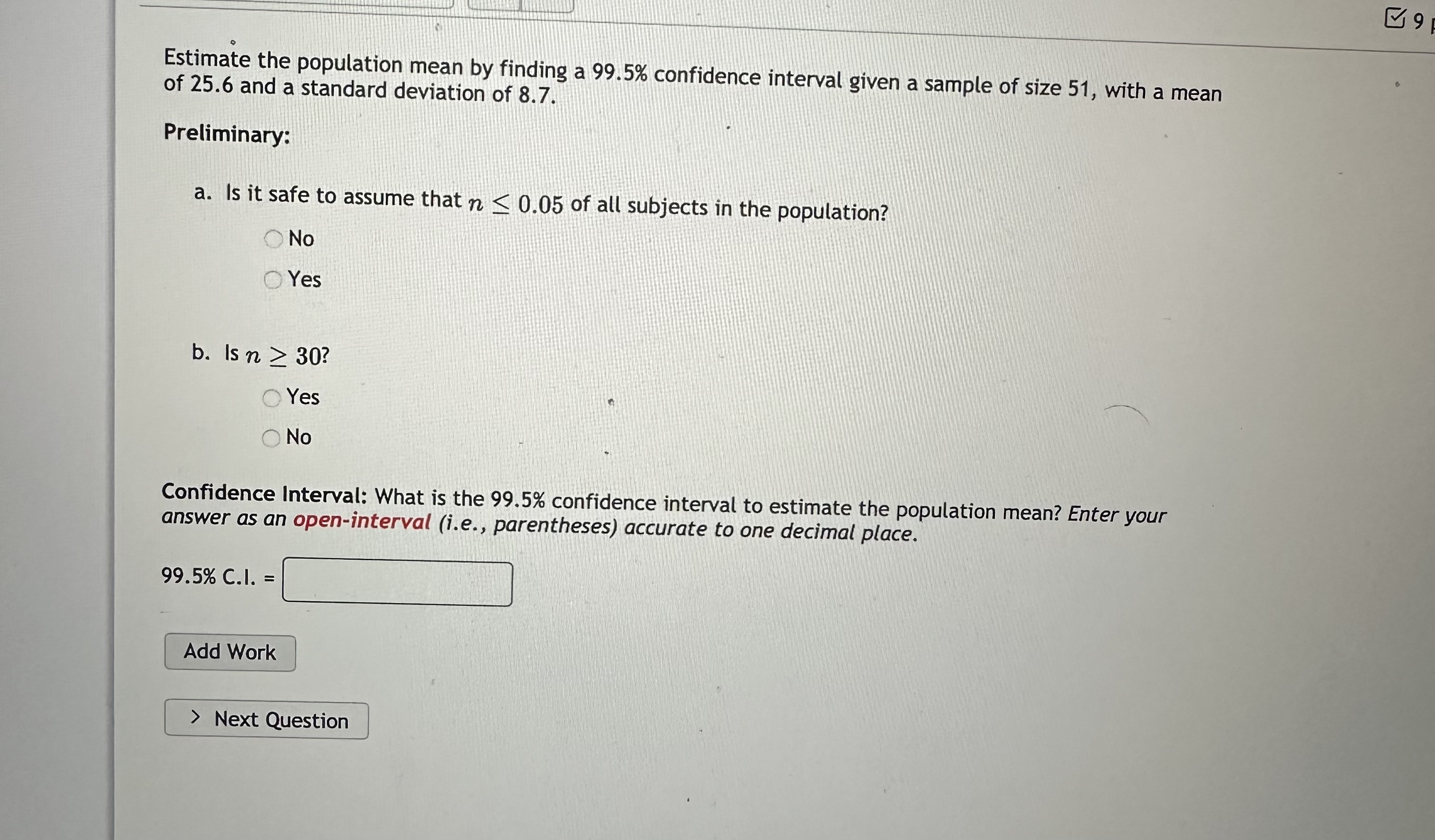 Solved Estimate the population mean by finding a 99.5% | Chegg.com