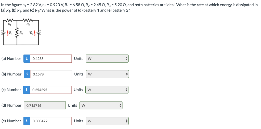 Solved In the figure ε1 = 2.82 V, ε2 = 0.920 V, R1 = 6.58 Ω, | Chegg.com