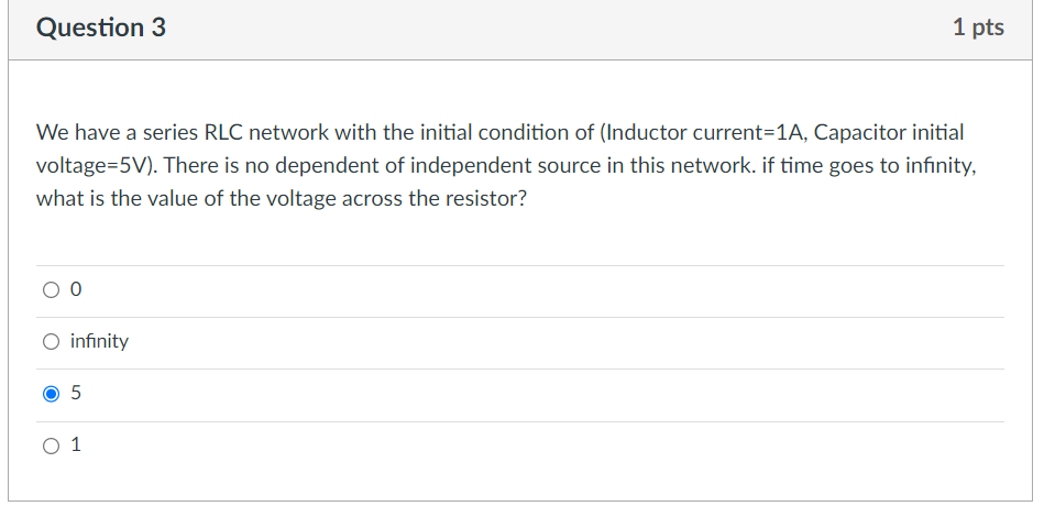 Solved We have a series RLC network with the initial | Chegg.com