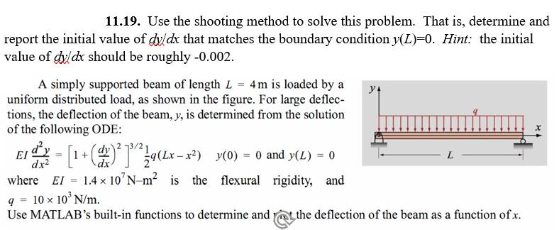 11.19. Use the shooting method to solve this problem. | Chegg.com