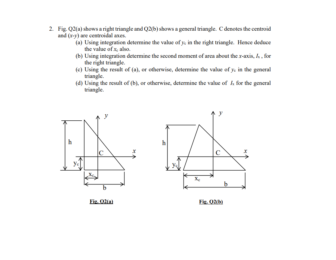 Solved Fig. Q2(a) ﻿shows a right triangle and Q2(b) ﻿shows a | Chegg.com