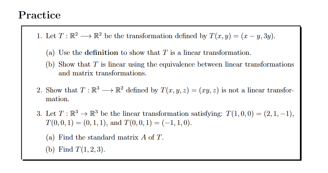 Solved PracticeLet T:R2longrightarrowR2 ﻿be the | Chegg.com