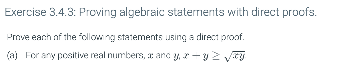 Solved Exercise 3.4.3: Proving algebraic statements with | Chegg.com