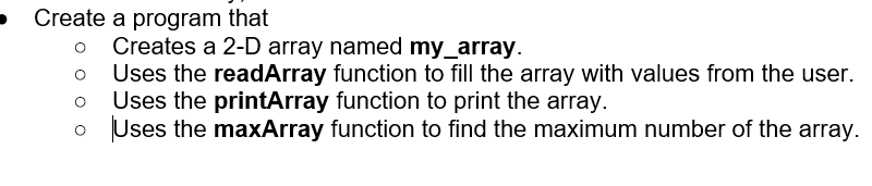 Solved Create a program that Creates a 2-D array named | Chegg.com
