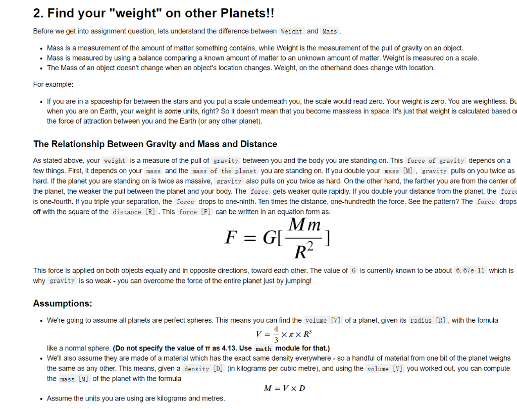 Solved 2. Find your "weight" on other Planets!! Before we | Chegg.com