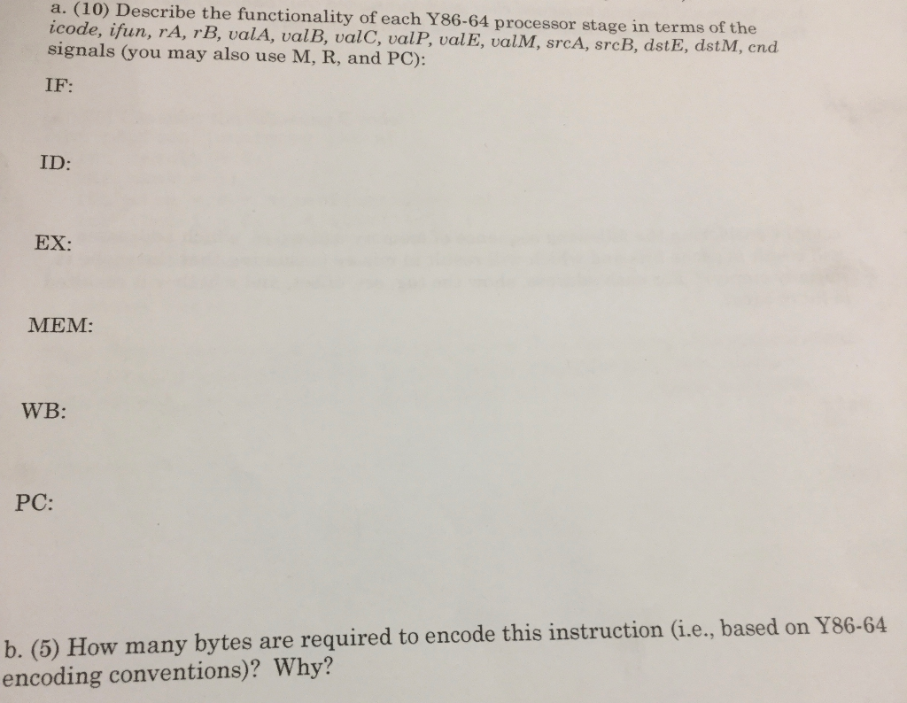 Solved Consider implementing a new Y86-64 iandq V, rB | Chegg.com