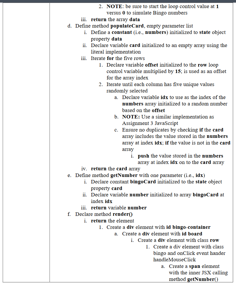 Bingo pt.2 ﻿ReactJS | Chegg.com