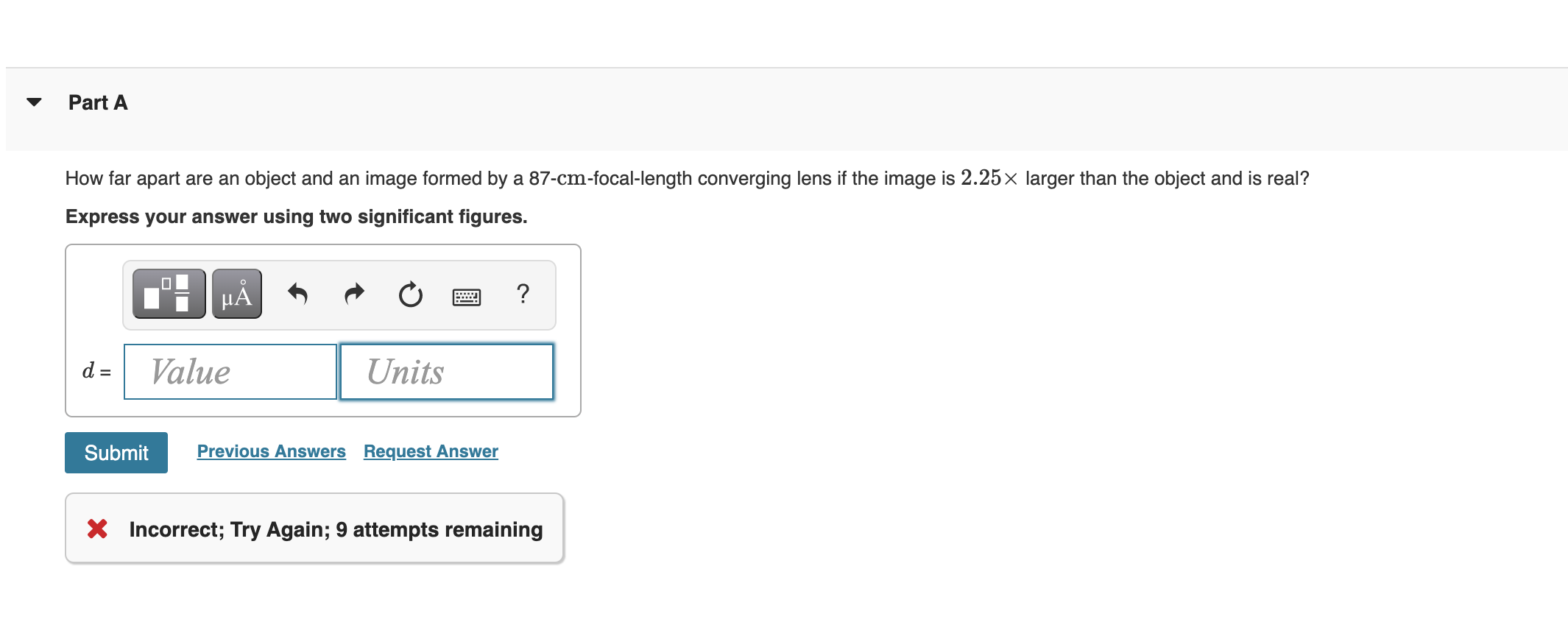 Solved Part A How far apart are an object and an image | Chegg.com