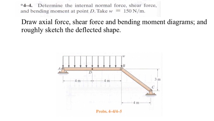 Solved 4 4 Determine The Internal Normal Force Shear
