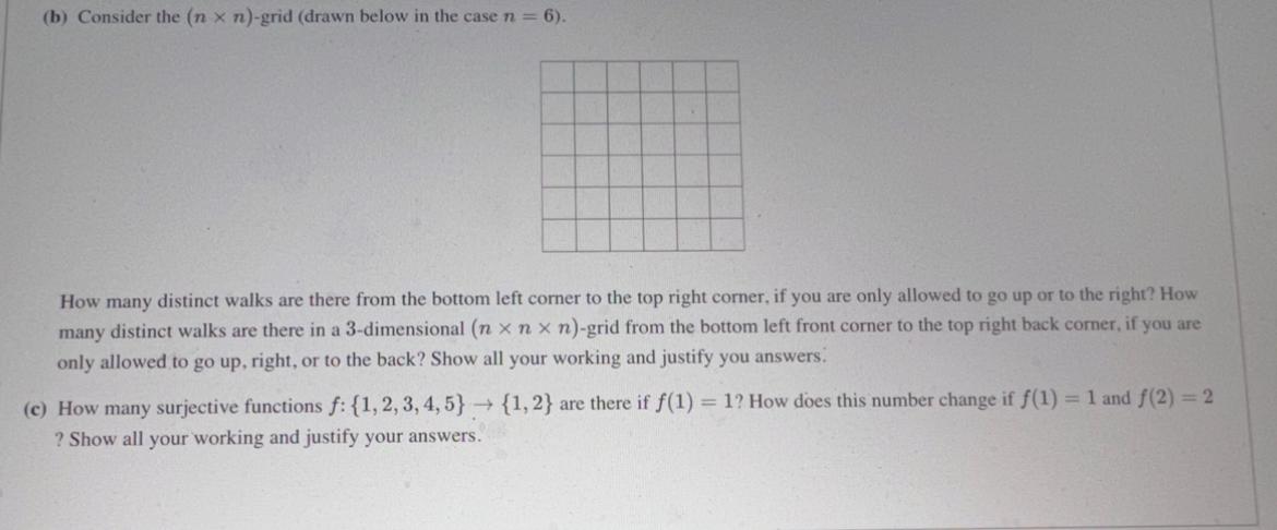 Solved (b) Consider the (n×n)-grid (drawn below in the case | Chegg.com