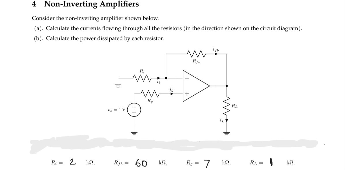 Solved 4 Non-Inverting Amplifiers Consider the non-inverting | Chegg.com