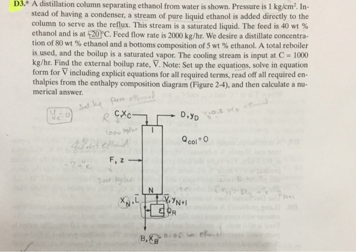 Solved D3. A distillation column separating ethanol from | Chegg.com