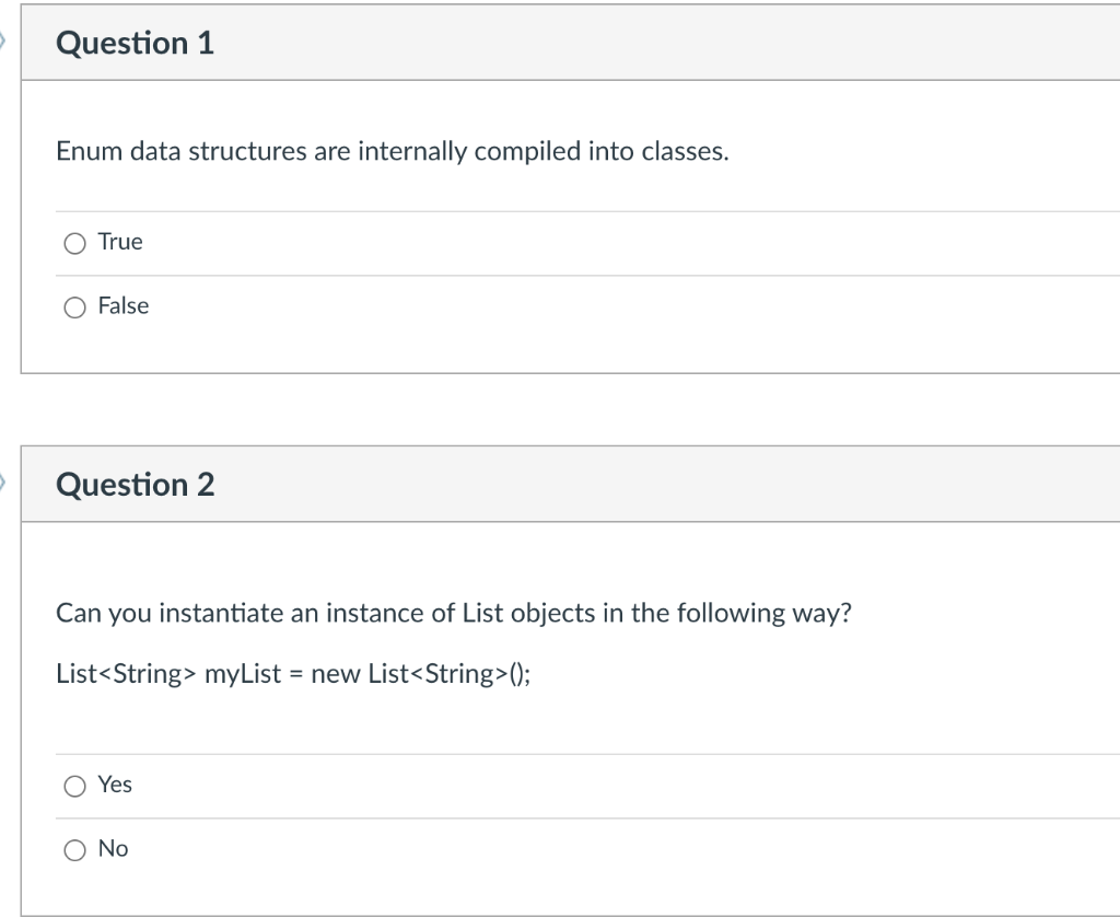 Solved Question 1 Enum Data Structures Are Internally