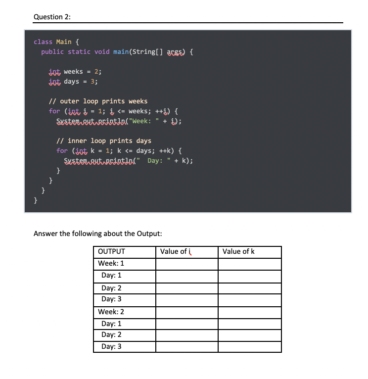 Solved Question 1: class Main { public static void | Chegg.com
