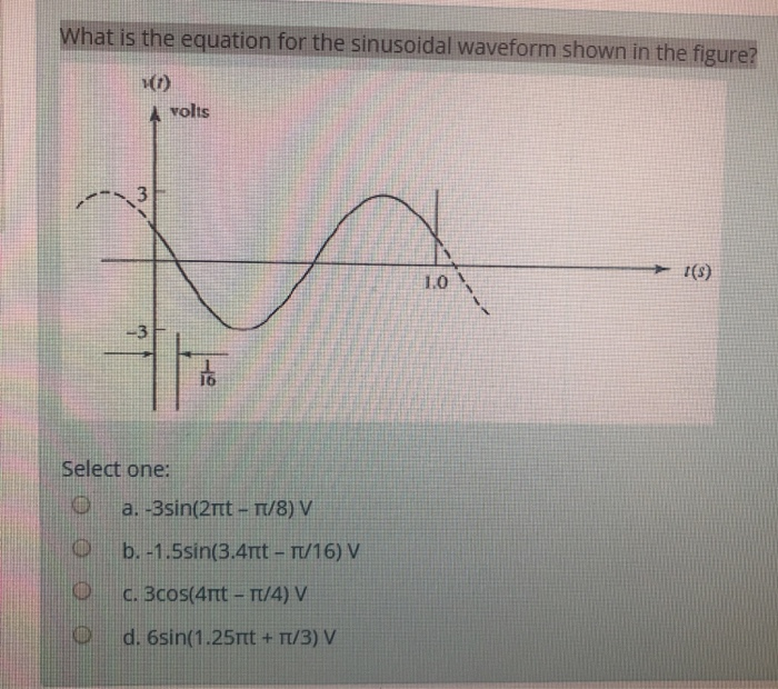 What is the equation for the sinusoidal waveform | Chegg.com