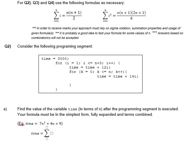 Solved For Q2), Q3) and Q4) use the following formulas as | Chegg.com