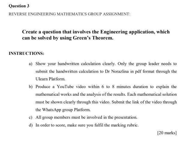 Solved Question 3 REVERSE ENGINEERING MATHEMATICS GROUP | Chegg.com