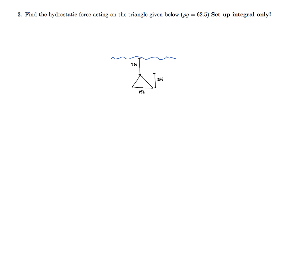 Solved 3. Find the hydrostatic force acting on the triangle | Chegg.com