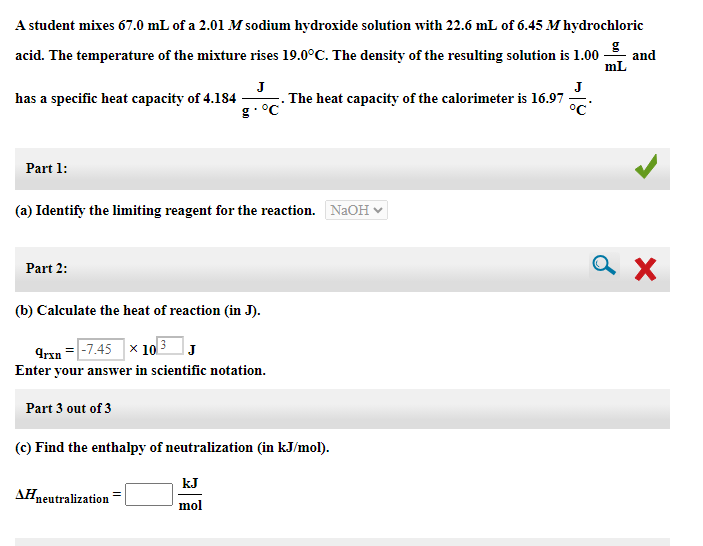 Solved A student mixes 67.0 mL of a 2.01M sodium hydroxide | Chegg.com