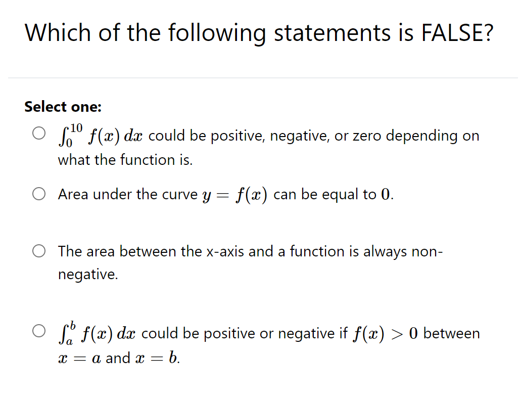 Solved Which of the following statements is FALSE? Select | Chegg.com
