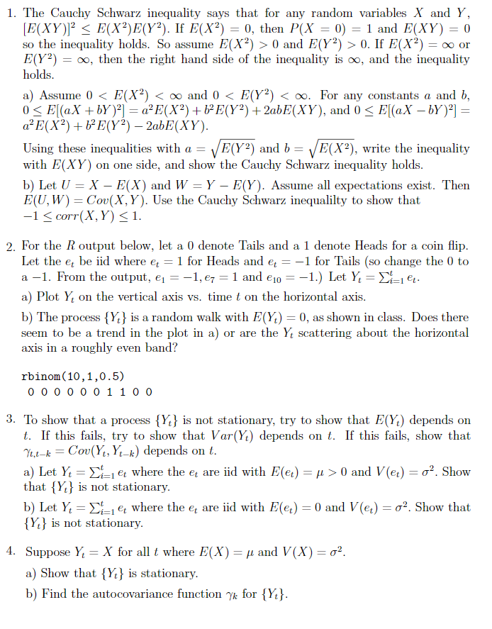 Solved 1. The Cauchy Schwarz inequality says that for any | Chegg.com