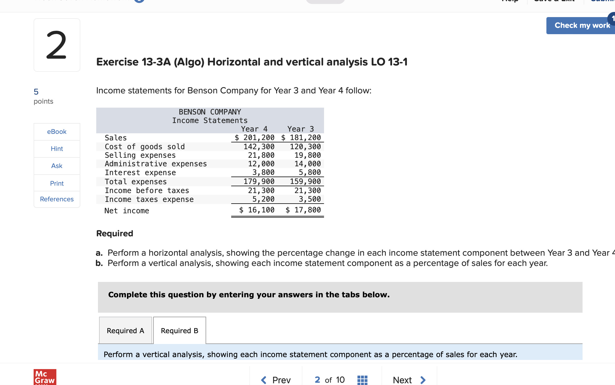 Solved Exercise 13-3A (Algo) Horizontal and vertical | Chegg.com