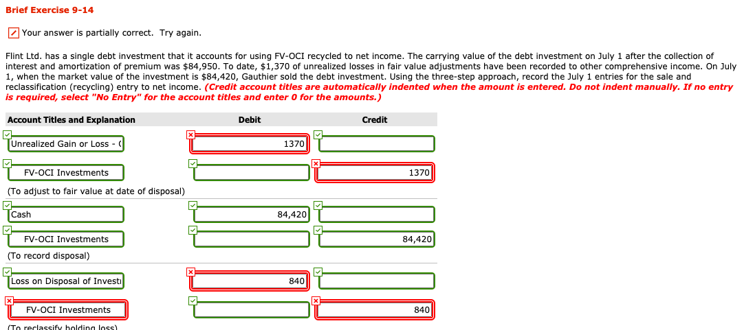 Solved Brief Exercise 9-14 Your answer is partially correct. | Chegg.com