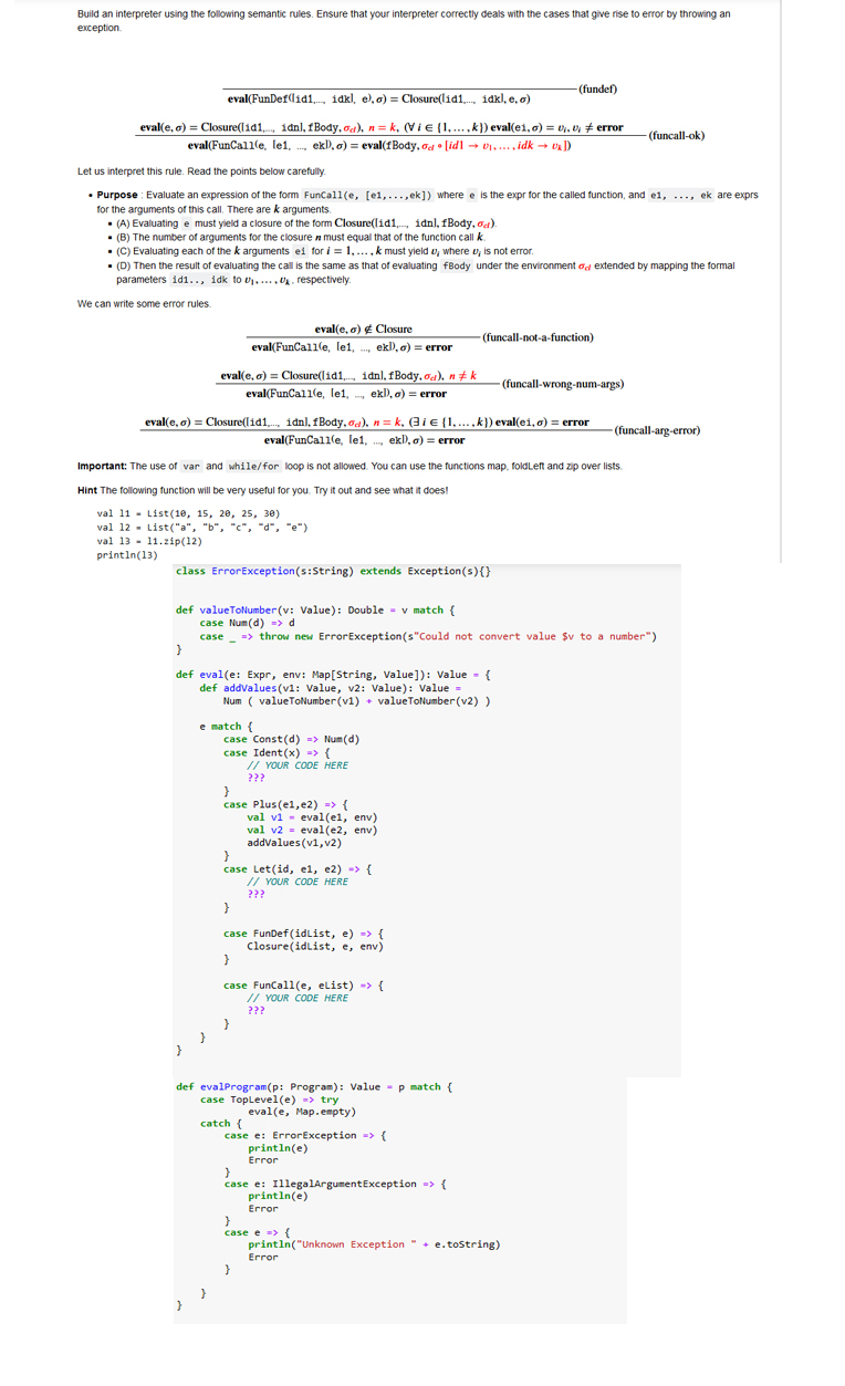 Solved class ErrorException(s:String) ﻿extends | Chegg.com