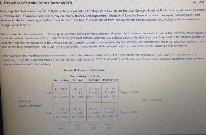 Aa Aa Measuring effect size for two-factor ANOVA t is | Chegg.com