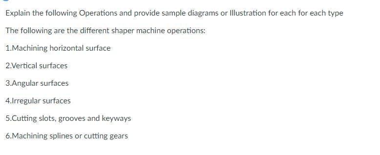 Solved Explain the following Operations and provide sample | Chegg.com