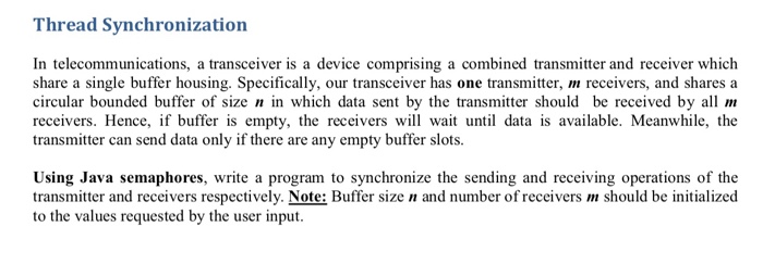 Solved Thread Synchronization In telecommunications, a | Chegg.com