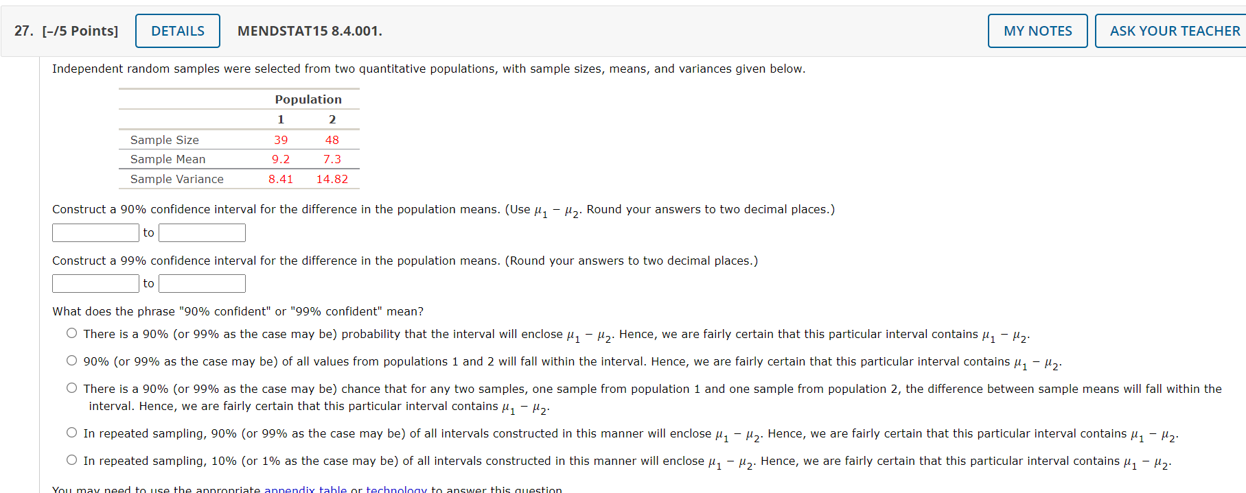 Solved Independent random samples were selected from two | Chegg.com