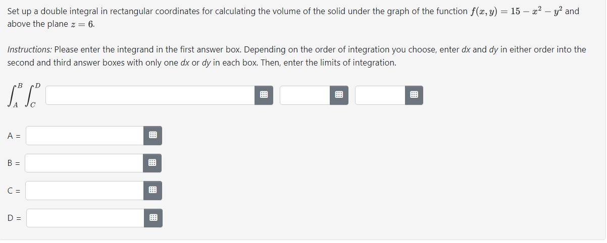 Solved Set up a double integral in rectangular coordinates | Chegg.com