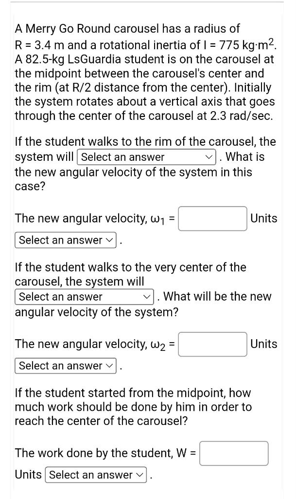 Solved A Merry Go Round carousel has a radius of R=3.4 m and | Chegg.com