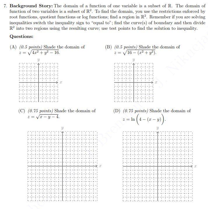 Solved Background Story: The domain of a function of one | Chegg.com