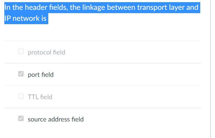 Solved In the header fields, the linkage between transport | Chegg.com
