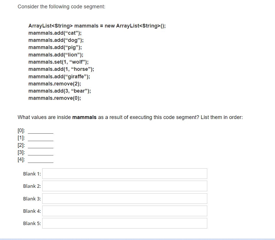 Solved Question 4 (5 points) Consider the following code | Chegg.com