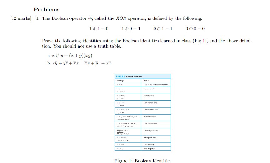 Solved 1⊕1=01⊕0=10⊕1=10⊕0=0 Prove the following identities | Chegg.com