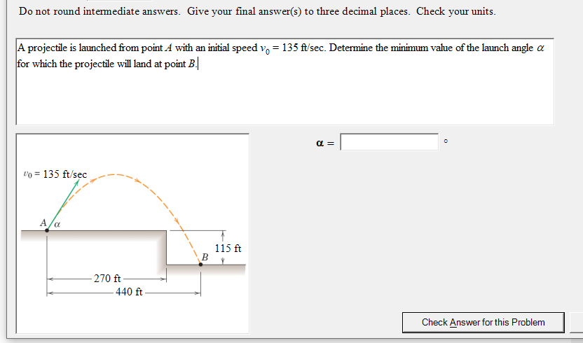 Solved A projectile is launched from point A with an initial | Chegg.com