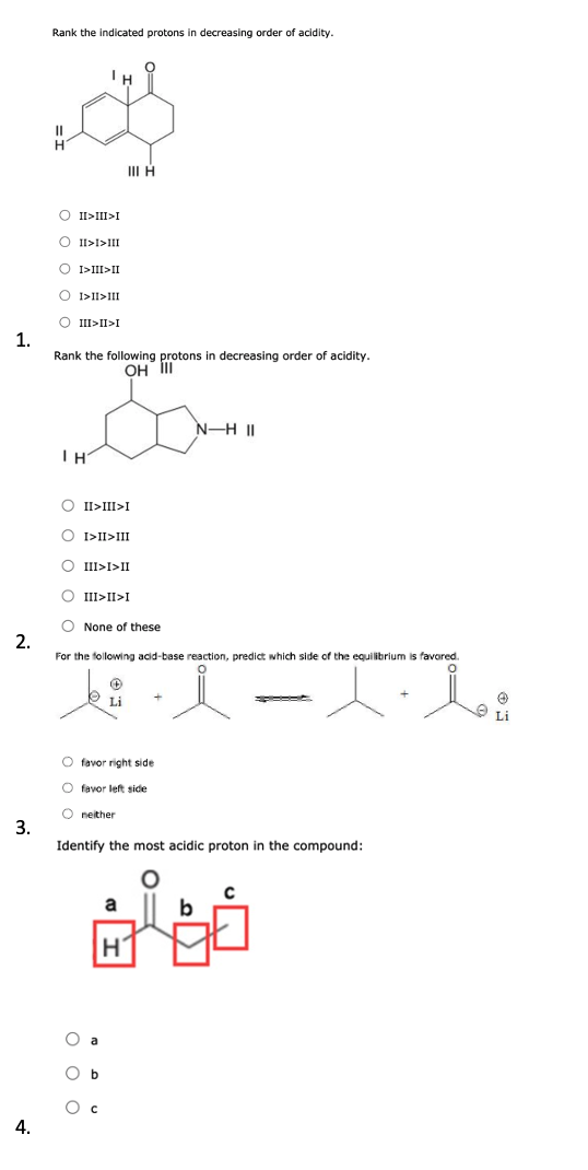 Solved Rank the indicated protons in decreasing order of | Chegg.com